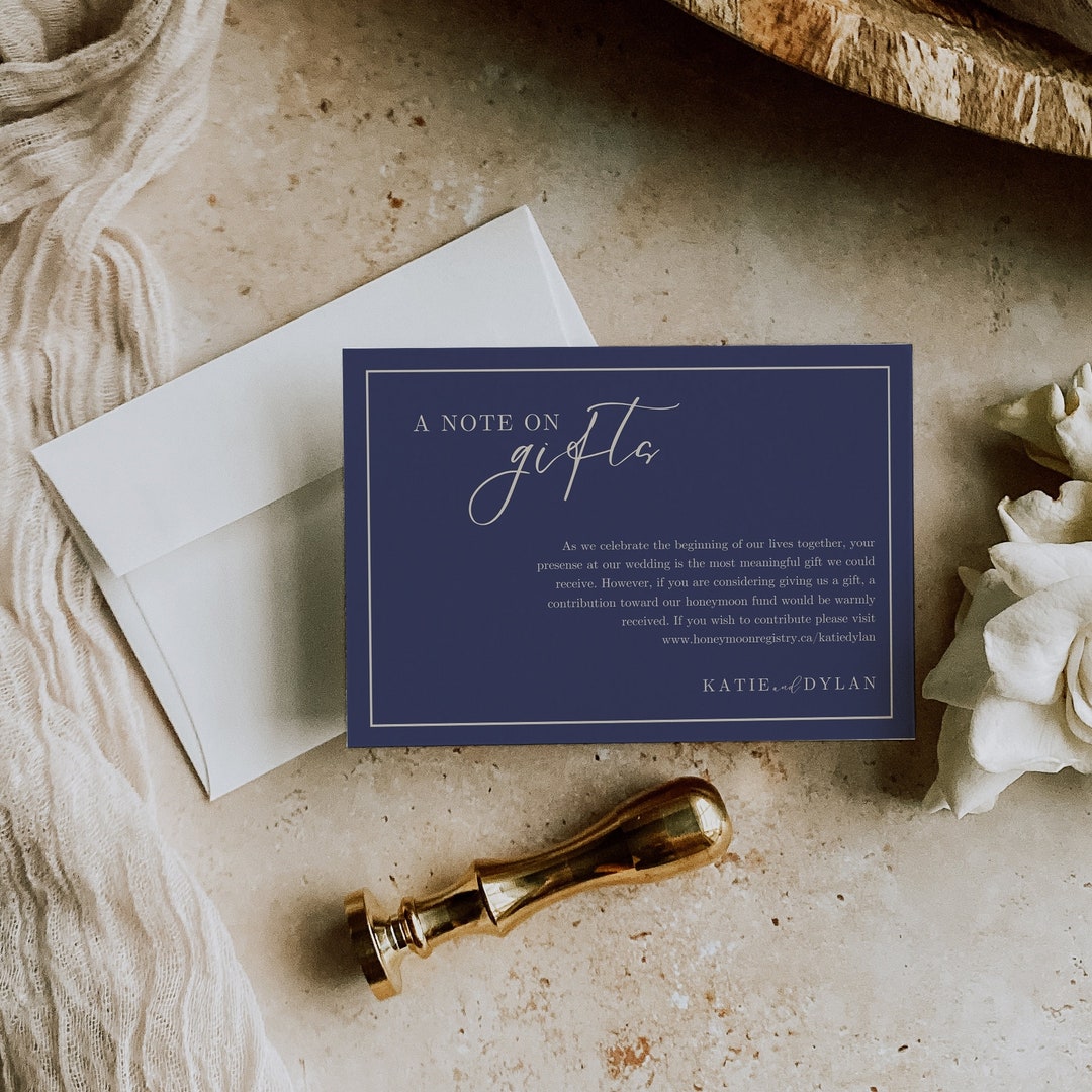 Navy Wedding Gift Note Card Template, Minimalist Design (DIY Printable ...