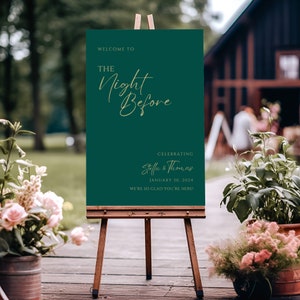 Emerald Green and Gold Night Before Welcome Sign Template INSTANT ...