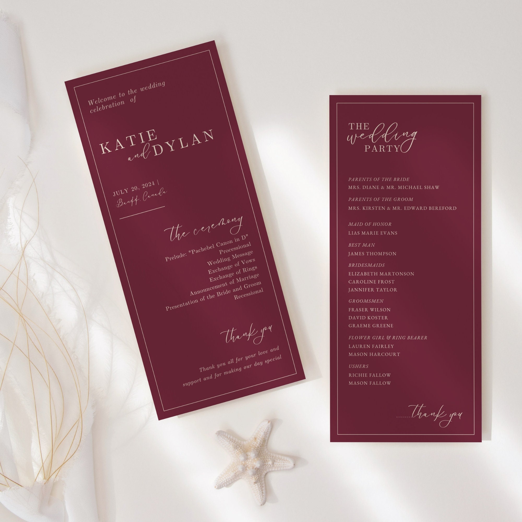 Minimalist DIY Wedding Day Program Customizable Canva Template INSTANT ...