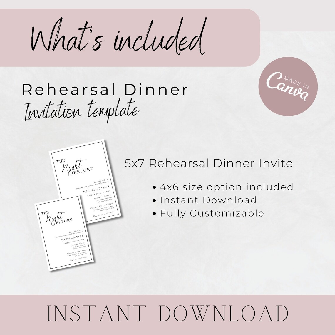 Minimalist DIY the Night Before Rehearsal Dinner Invitation Template ...