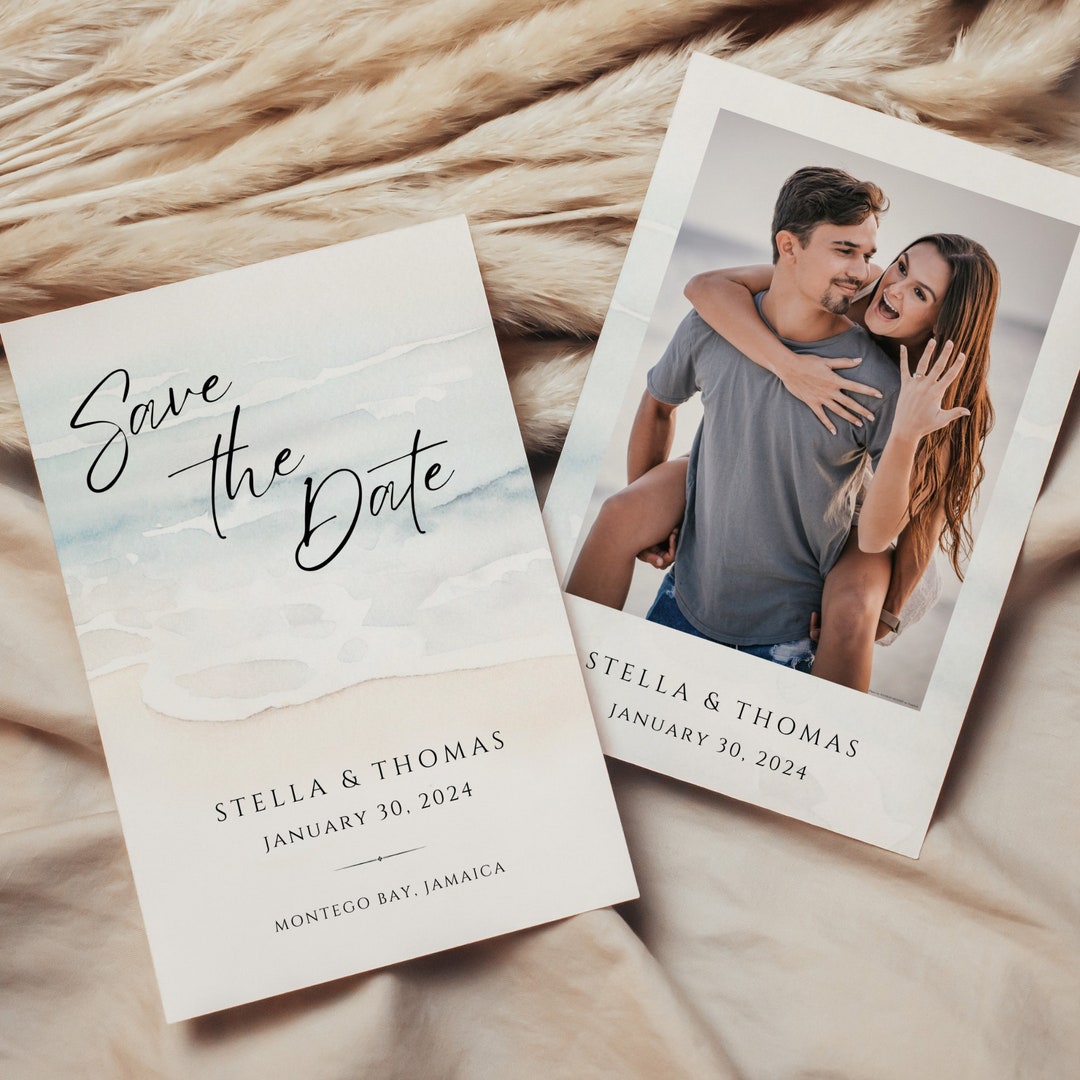 Minimalist Beach Themed Wedding Save the Date Template INSTANT DOWNLOAD ...