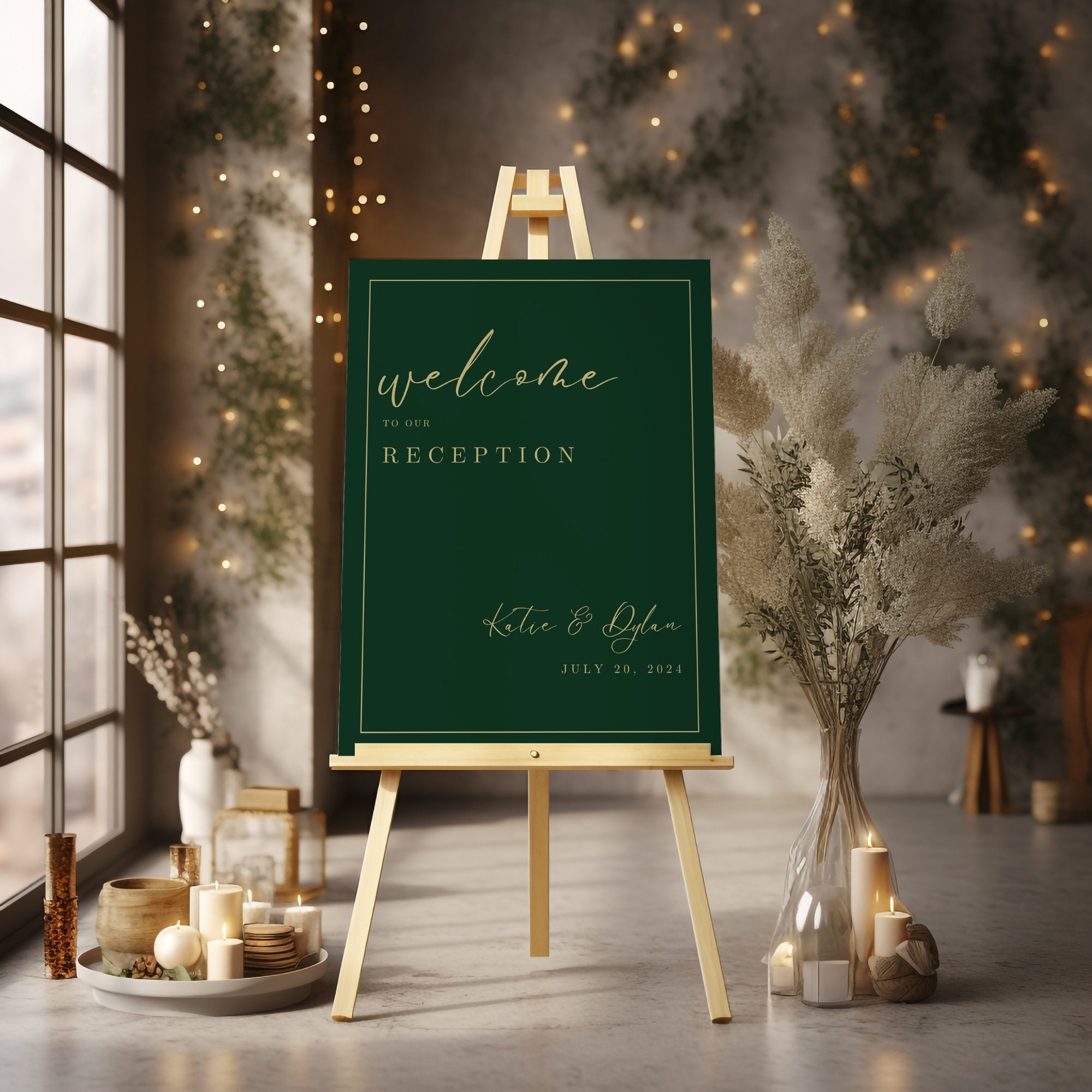 Simple Minimalist Wedding Reception Welcome Sign Editable Template ...