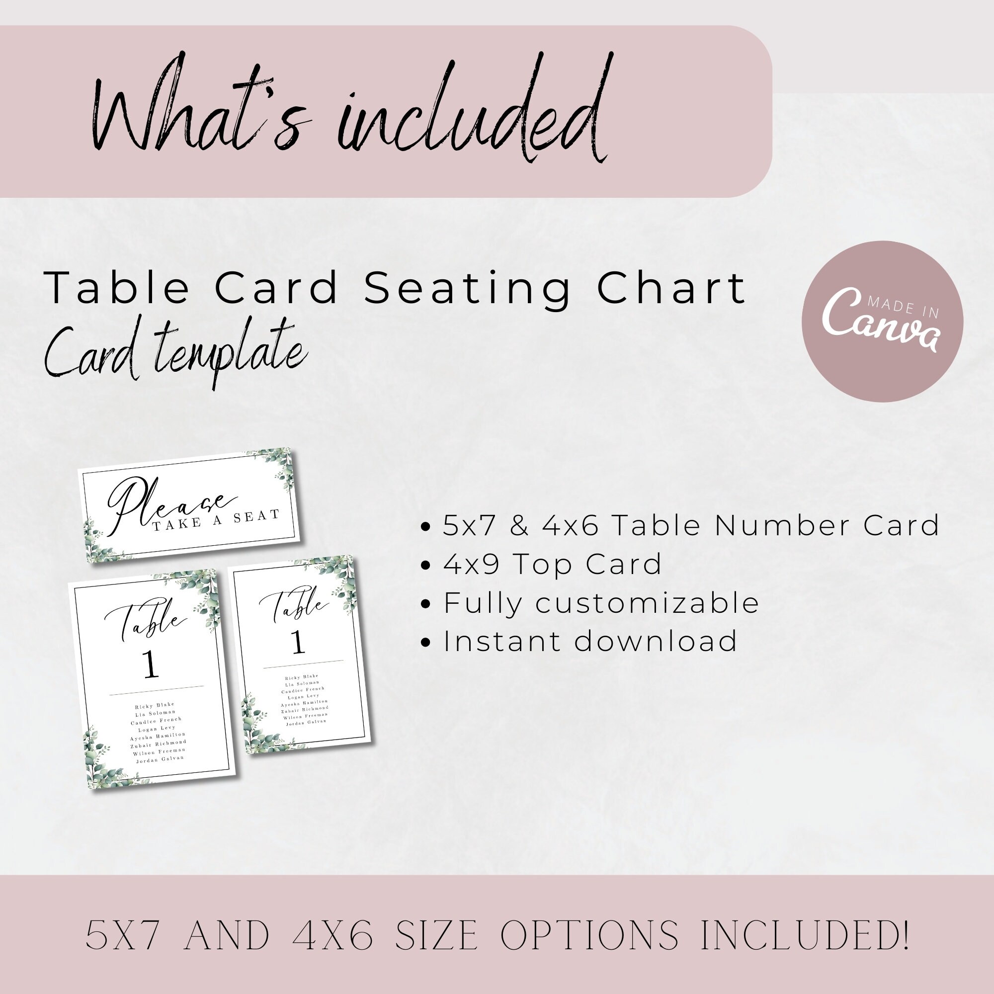 Minimalist DIY Table Number Card Seating Chart Template INSTANT ...