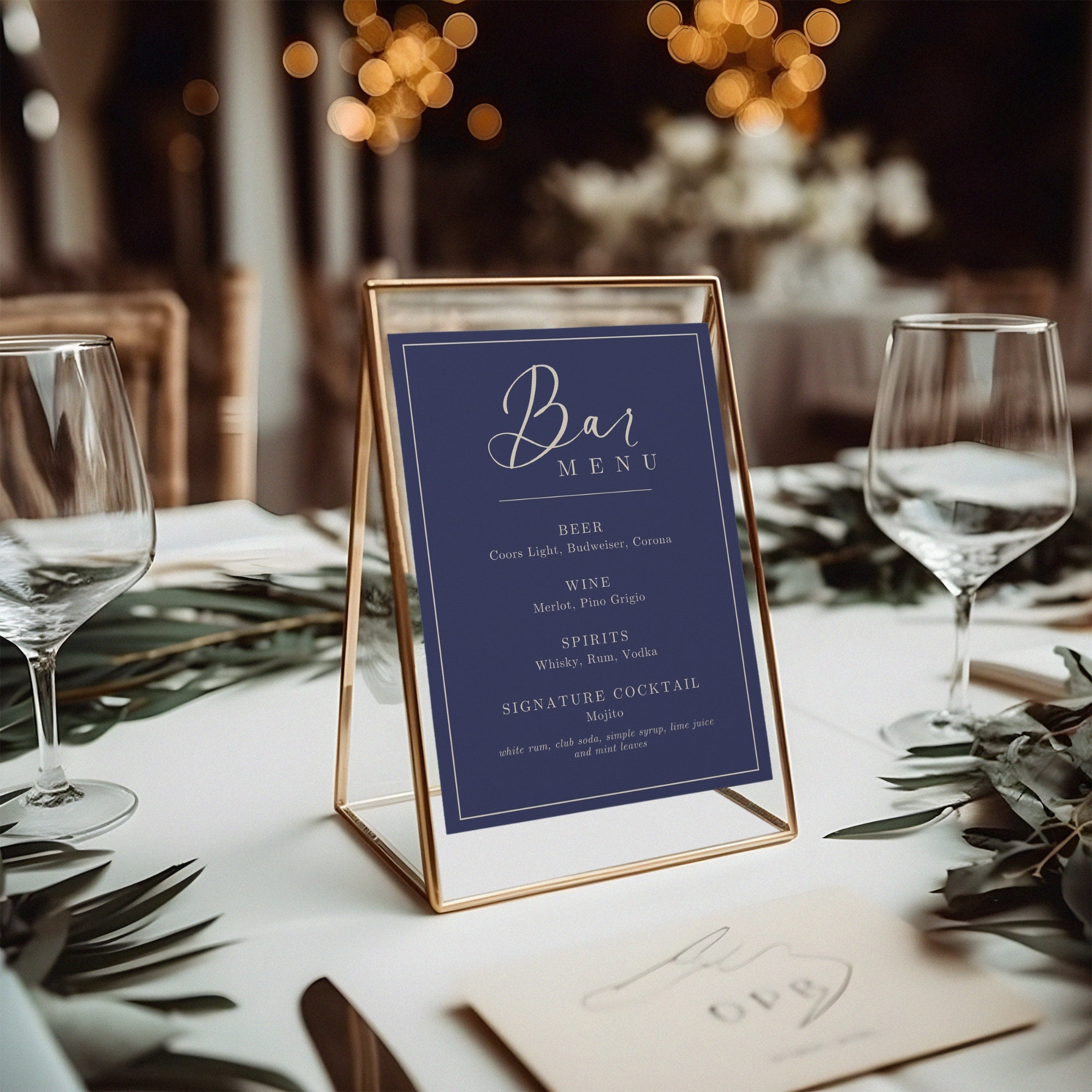 Simple Minimalist Bar Menu Sign Template INSTANT DOWNLOAD Elegant ...