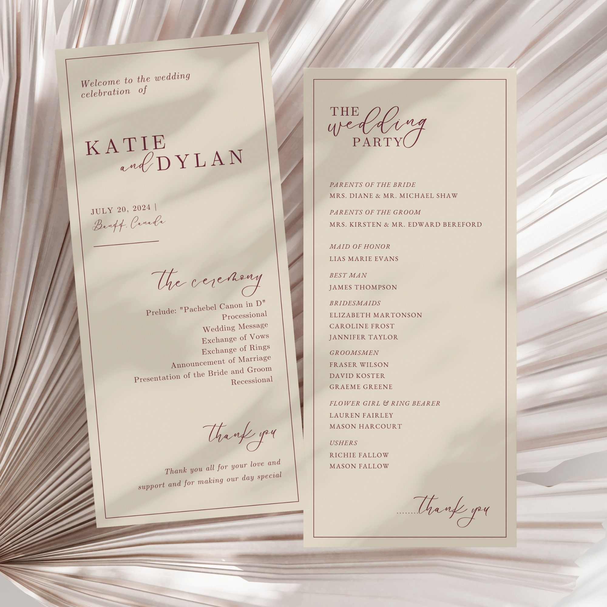 Minimalist DIY Wedding Day Program Customizable Canva Template INSTANT ...