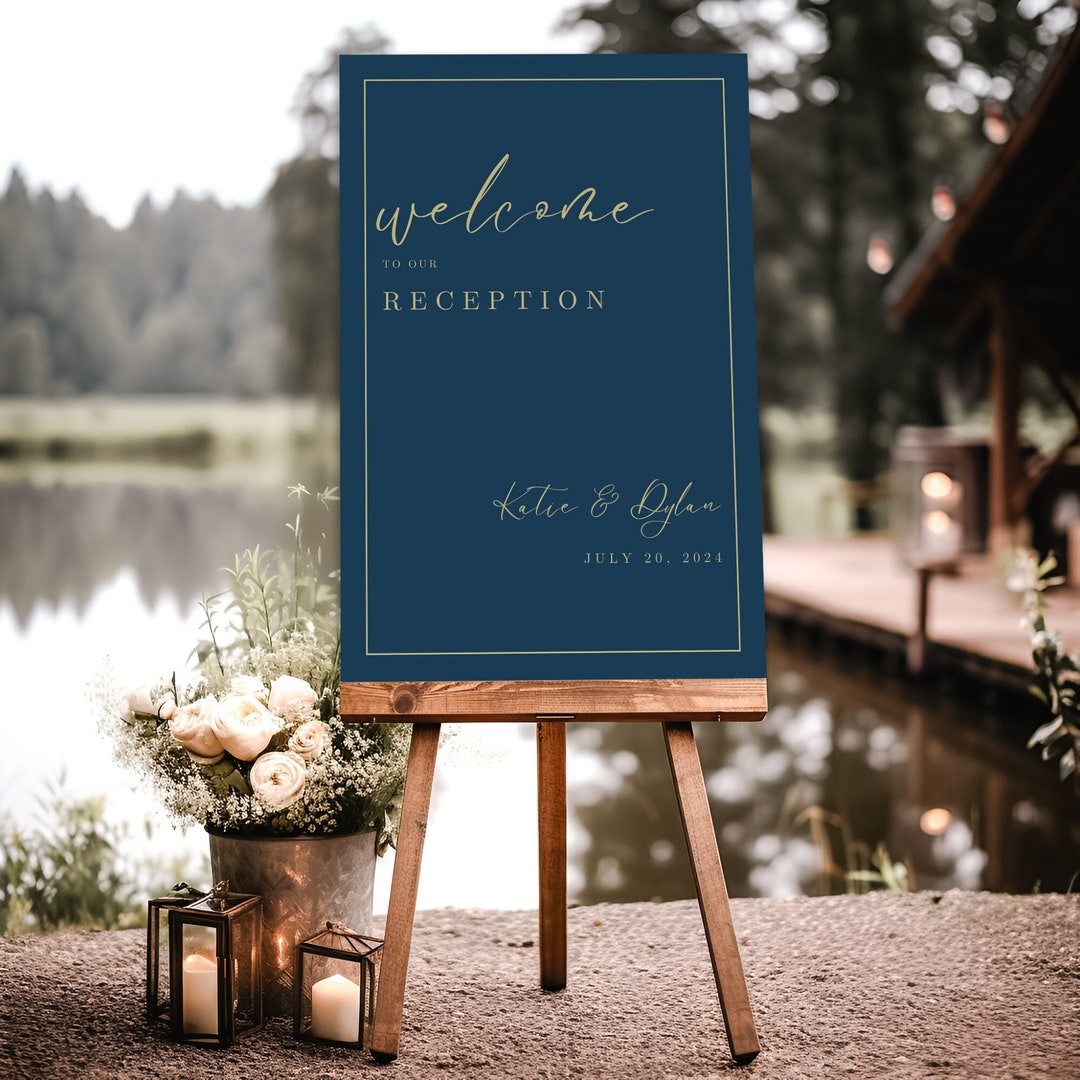 Simple Minimalist Wedding Reception Welcome Sign Editable Template ...