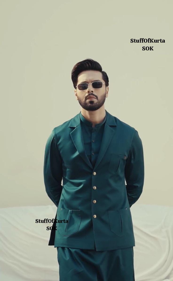 Men's Emerald Green Kurta Pajama Set: Blazer Style Wedding Outfit - Etsy