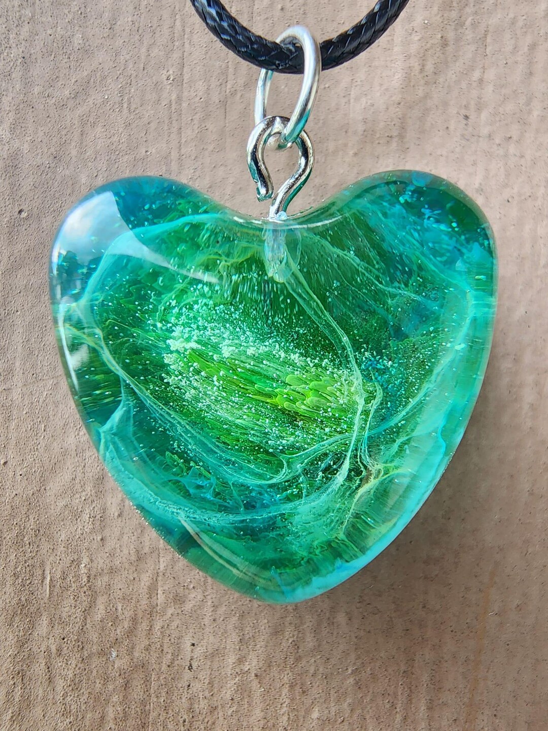 Handcrafted Resin Heart Pendant Necklace A Beautiful Unique Accessory ...