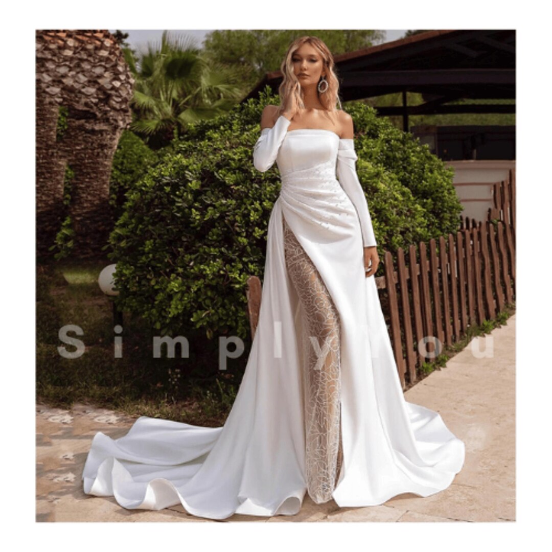 Bohemian Princess Lace Wedding Robes, Custom Off-the-shoulder, Long ...