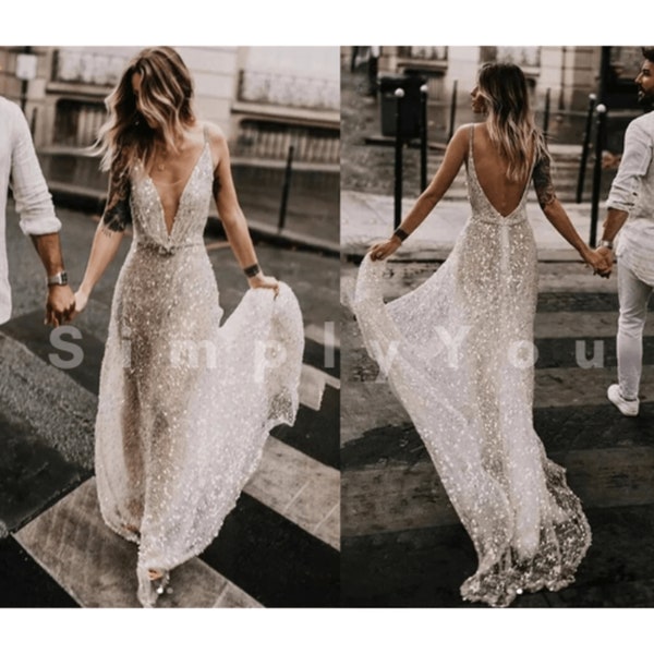 Backless Wedding Dress - Etsy