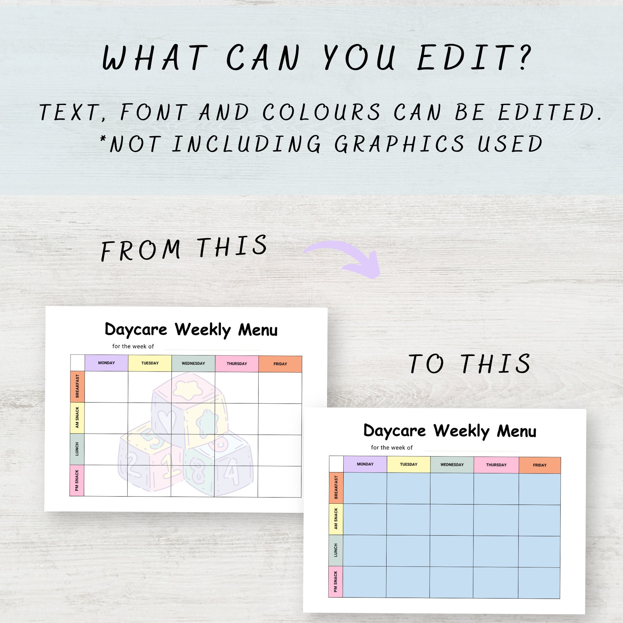 Daycare Meal Planner Preschool Menu Daycare Weekly Menu Daycare Meal ...