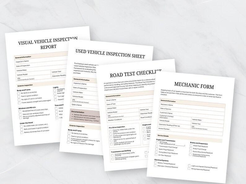 Vehicle Inspection Checklist Bundle | Service Department | Visual ...