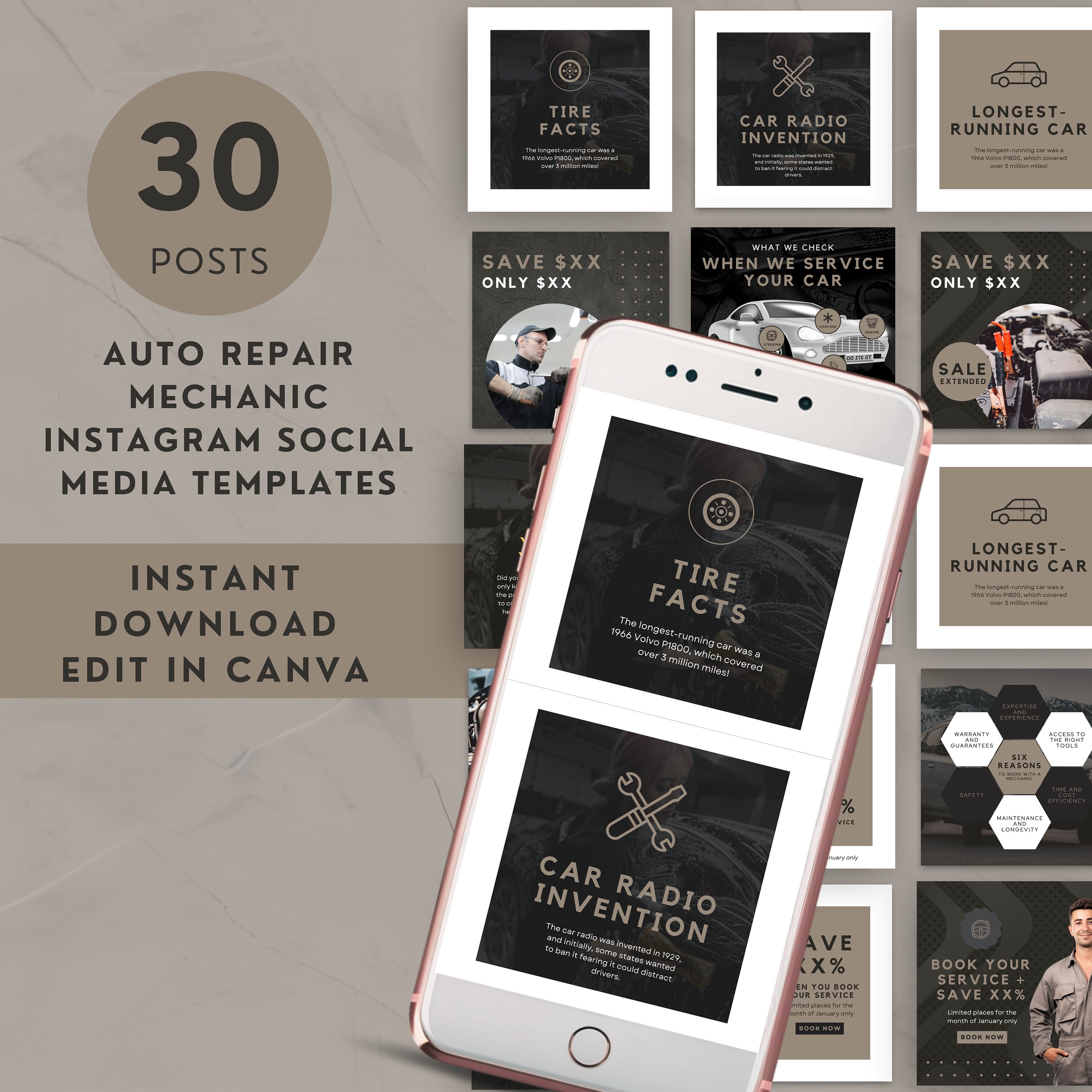 Car Repair Feed Template | Car Detailing Social Media| Mechanic Flyer ...