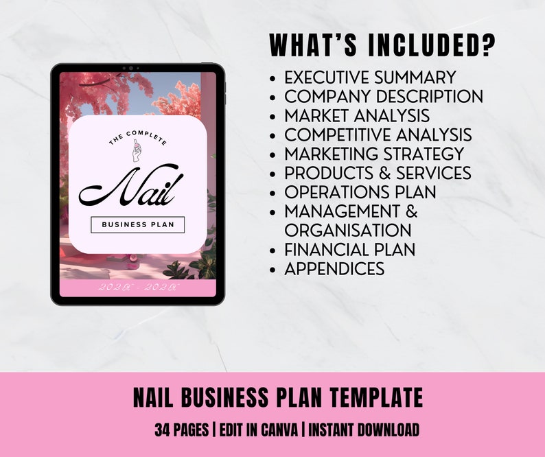 Nail Tech Business Plan Template: 34-page Canva Planner (digital ...