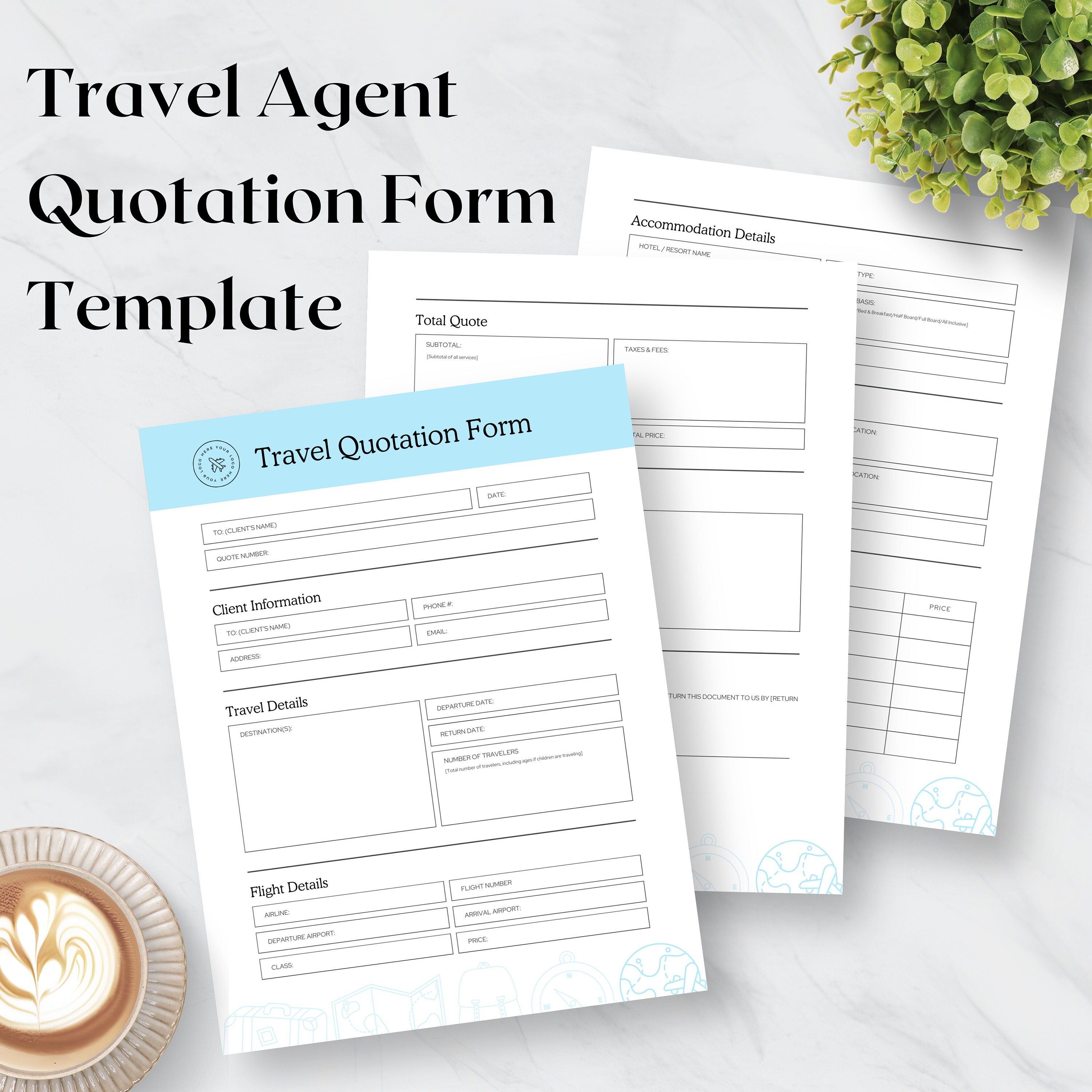 Travel Agent Quote Form Canva Templates Travelagent Template Quotation ...