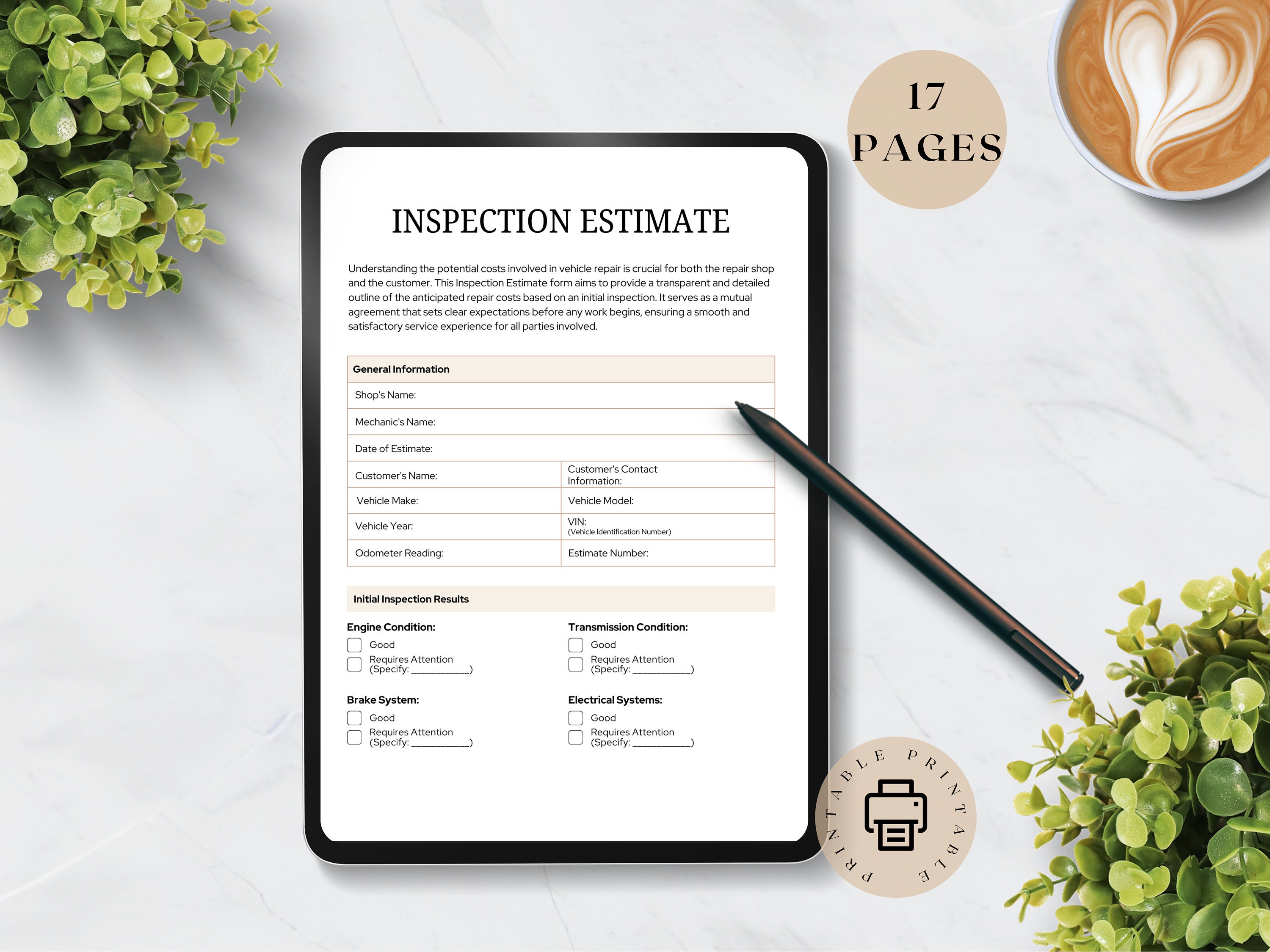 Vehicle Inspection Checklist Bundle | Service Department | Visual ...