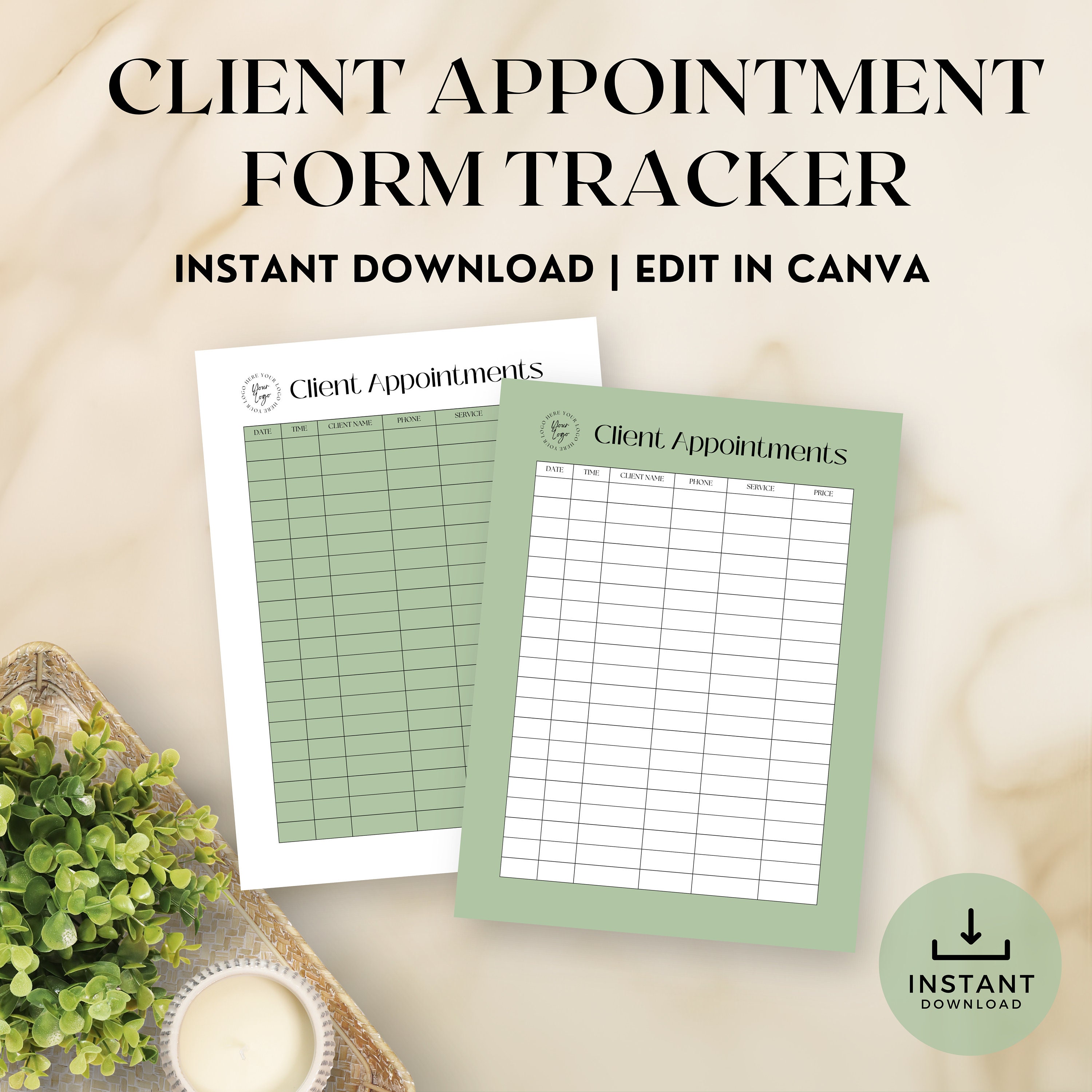 Printable Appointment Tracker Template Client Log Template Appointment ...