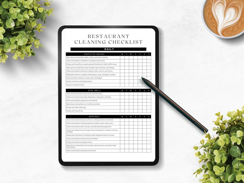 Restaurant Cleaning Checklist | Edit Free With Canva | Restaurant ...
