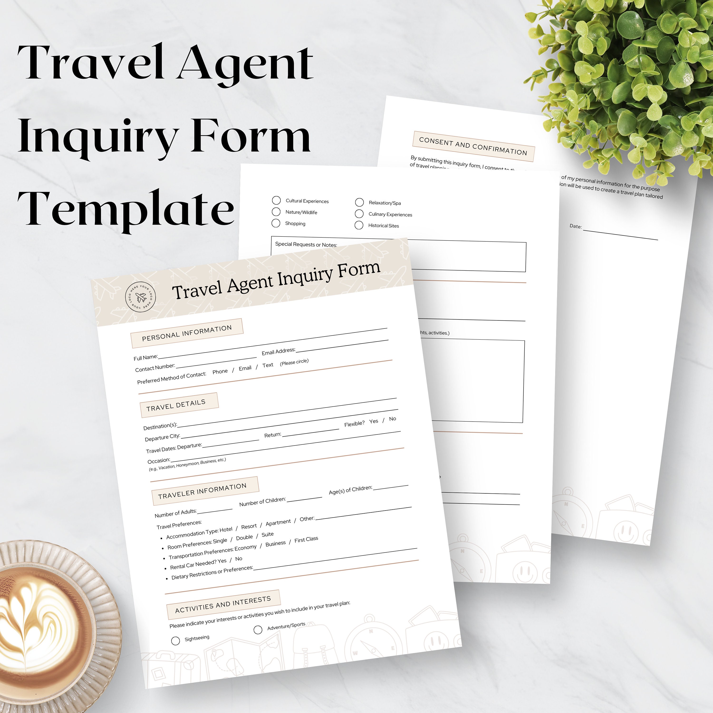 Travel Agent Inquiry Form Travel Agency Travel Business Form Travel ...