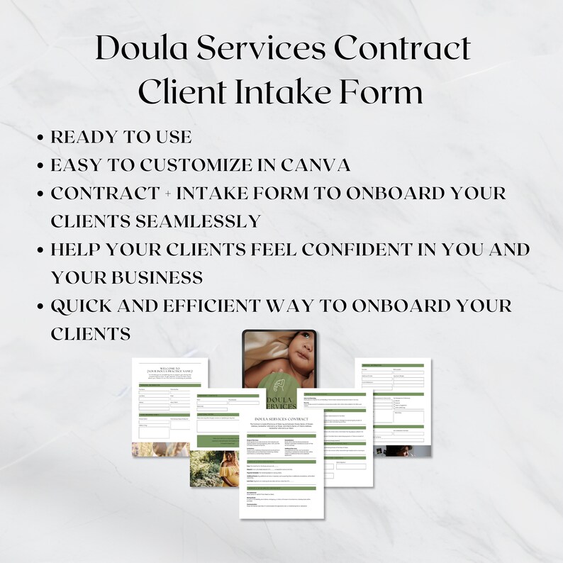 Doula Client Intake Form Doula Business Paperwork Bundle Canva ...