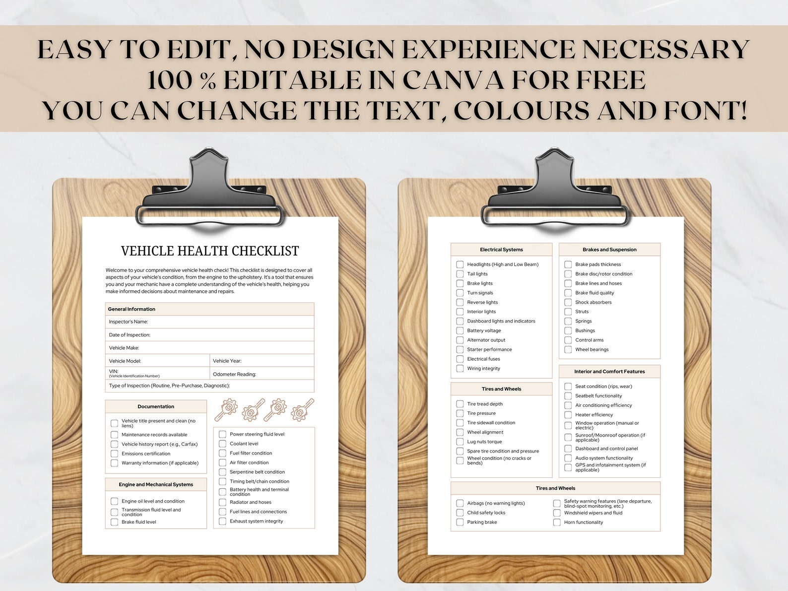 Vehicle Inspection Checklist Bundle | Service Department | Visual ...