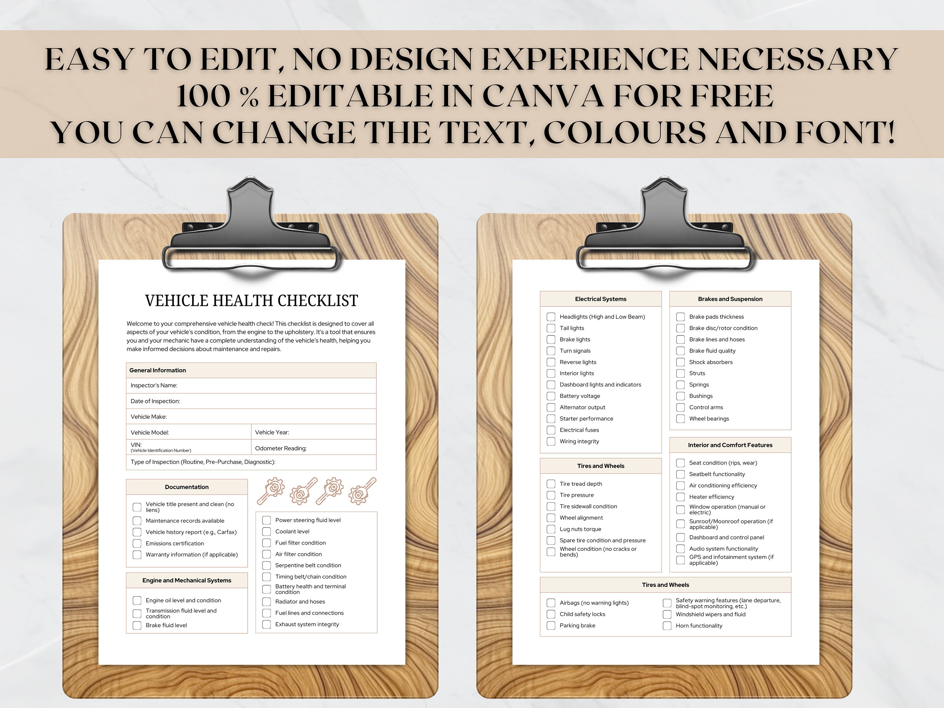 Vehicle Inspection Checklist Bundle | Service Department | Visual ...