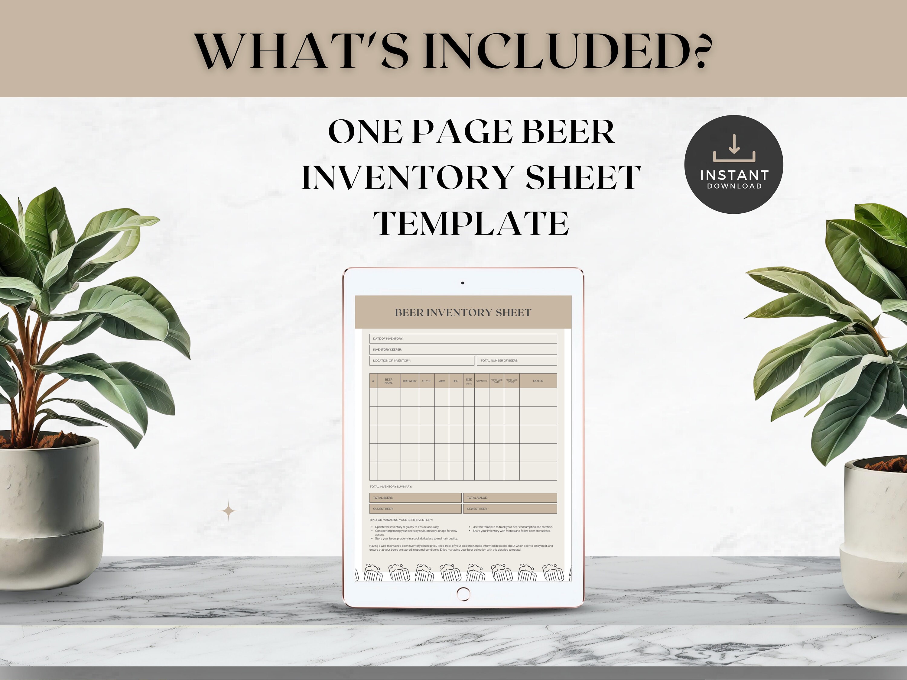 Beer Inventory Sheet | Inventory Tracker | Editable Inventory Log ...