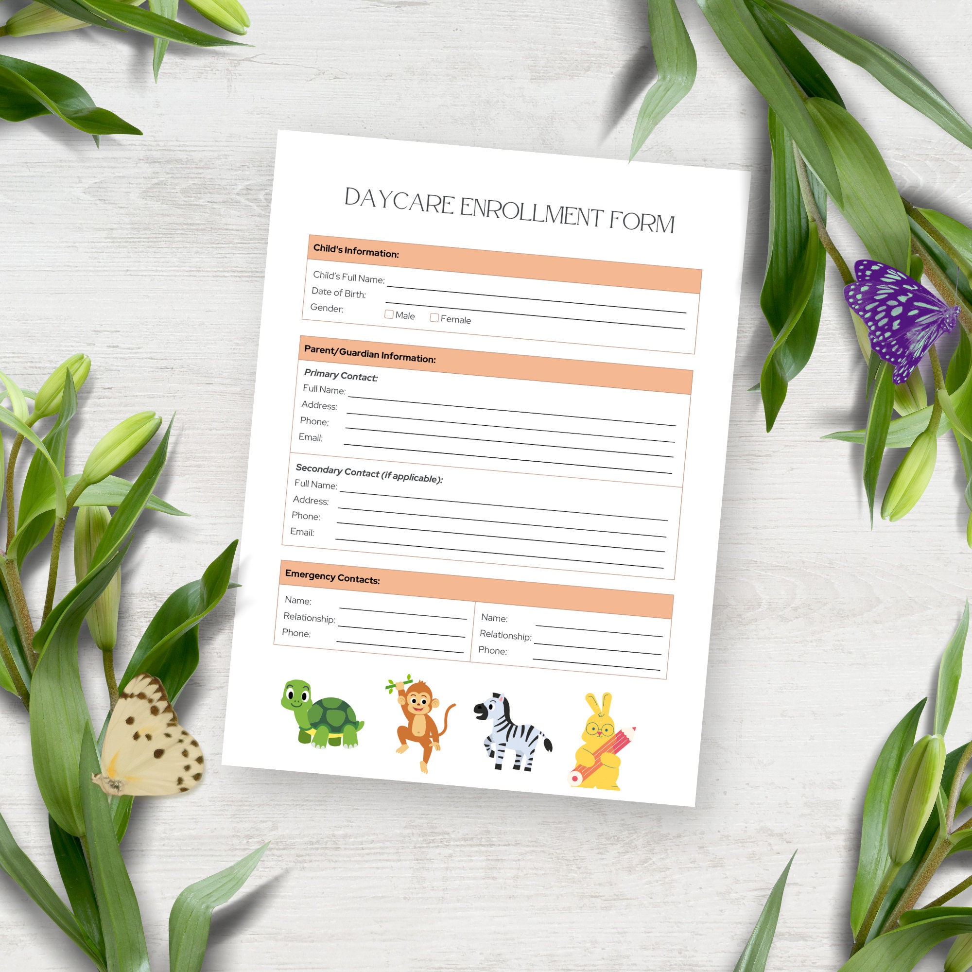 Childcare Enrollment Forms Daycare Contract in Home Daycare Forms ...