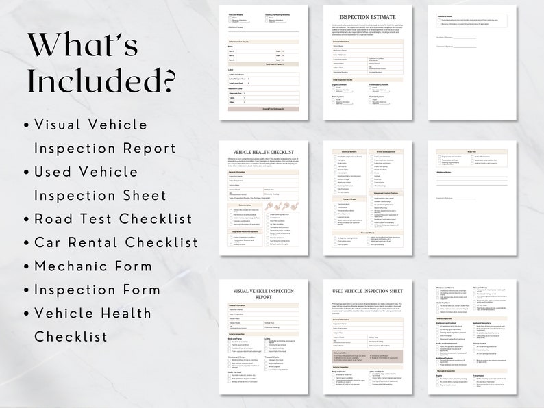 Vehicle Inspection Checklist Bundle | Service Department | Visual ...