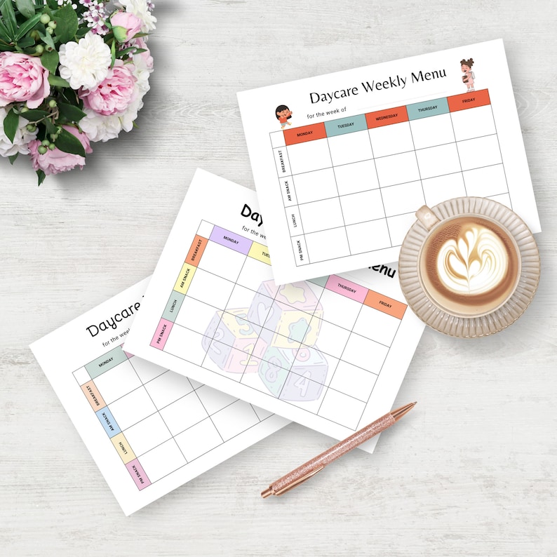 Daycare Meal Planner | Preschool Menu | Daycare Weekly Menu | Daycare ...