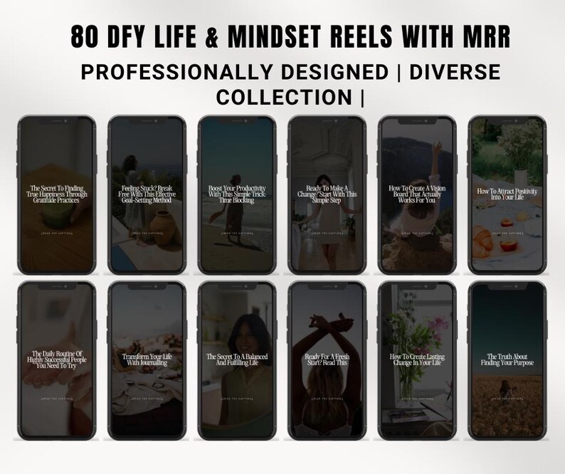 Life & Mindset Instagram Reels Bundle: 80 Captions, MRR Included - Etsy