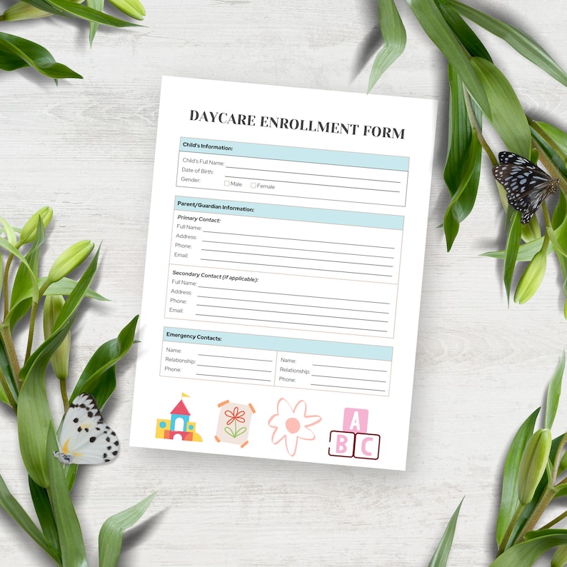 Daycare Registration Form | Home Daycare | Daycare Enrollment Forms ...