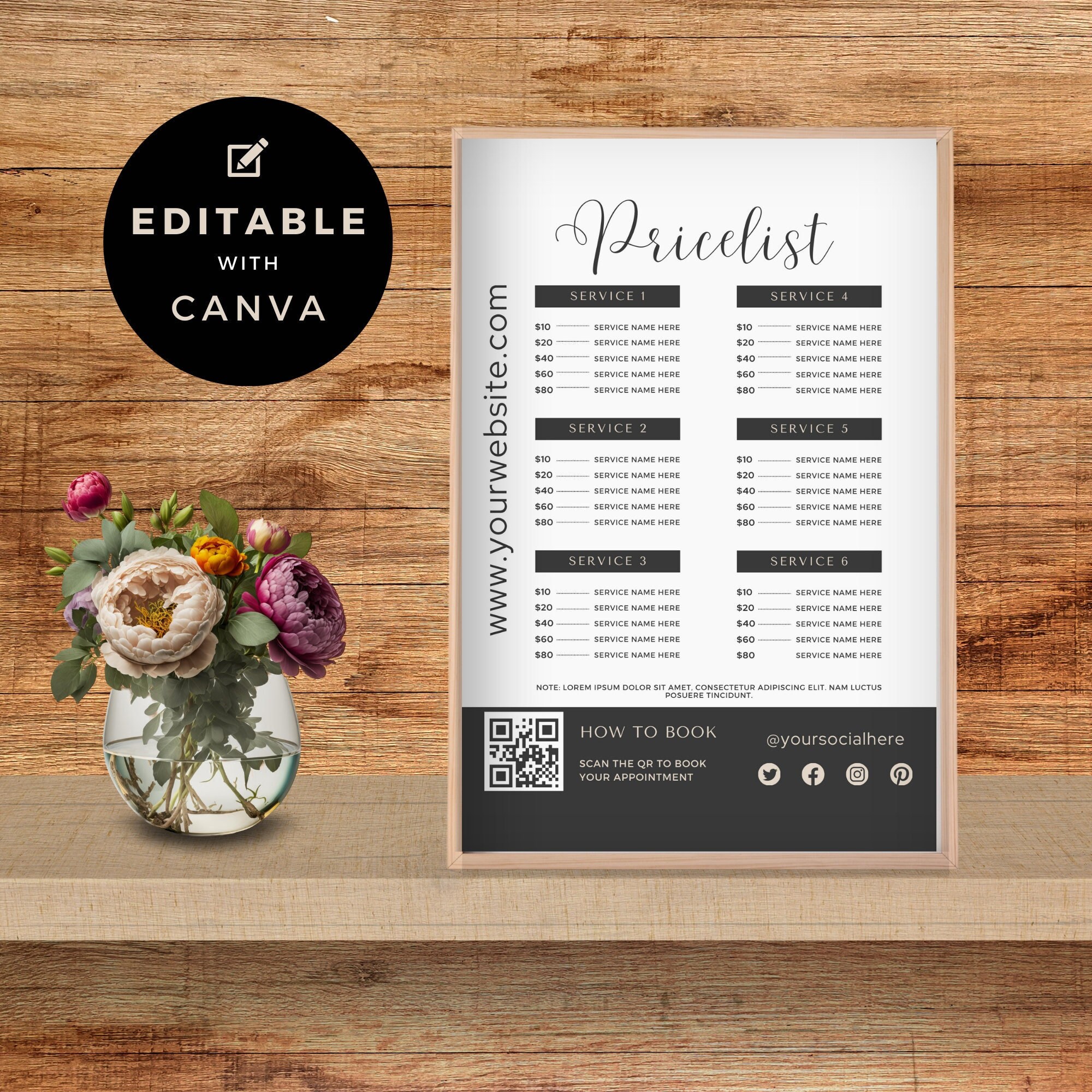Editable Canva Template Qr Code Sign Template Cashapp - Etsy