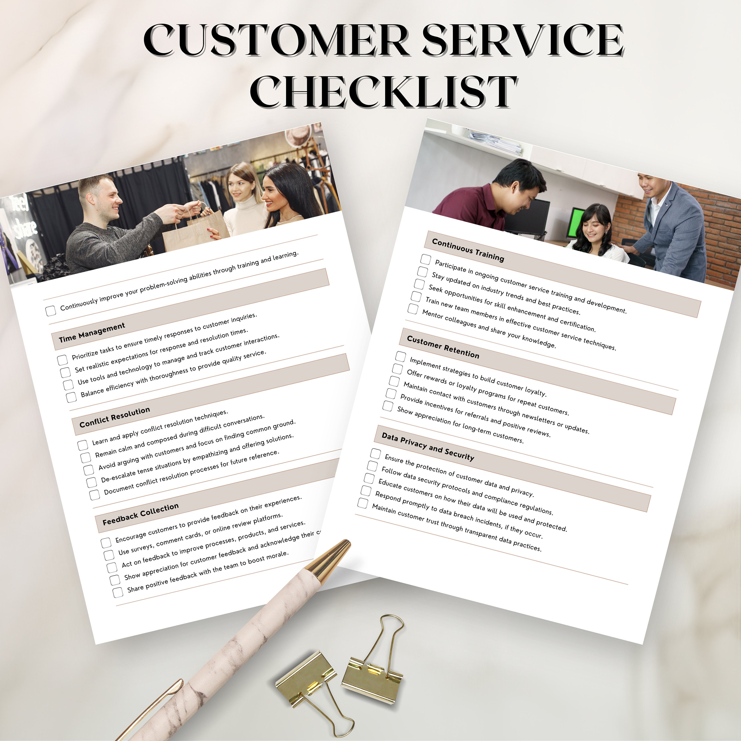 Customer Service Checklist Canva Templates Printable Business Checklist ...