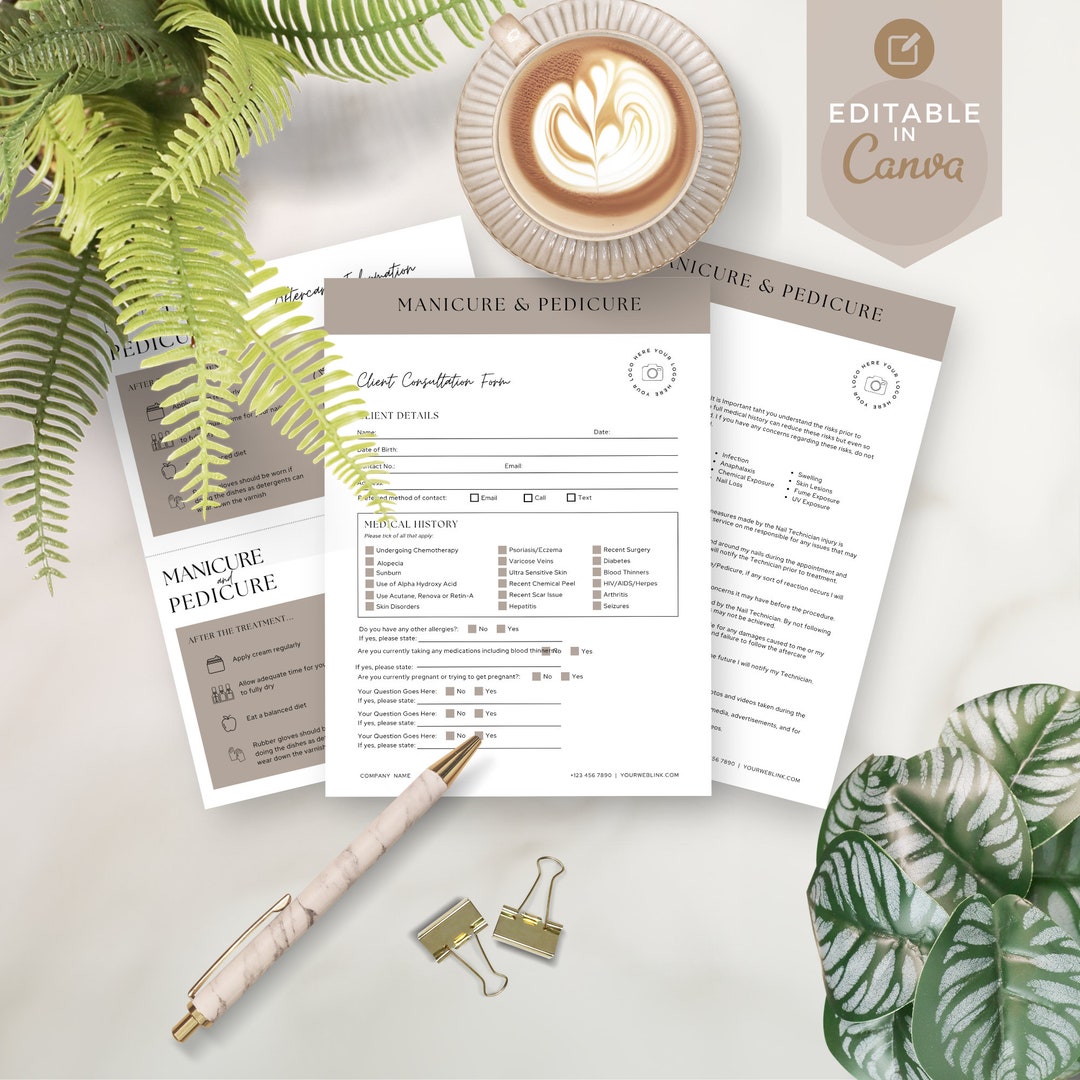 Nail Technicians Form | Client Intake Forms | Consent Form Bundle ...