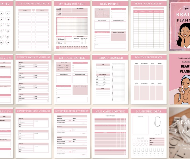 Beauty Routine Planner: Skincare, Makeup, Self Care (printable Canva ...