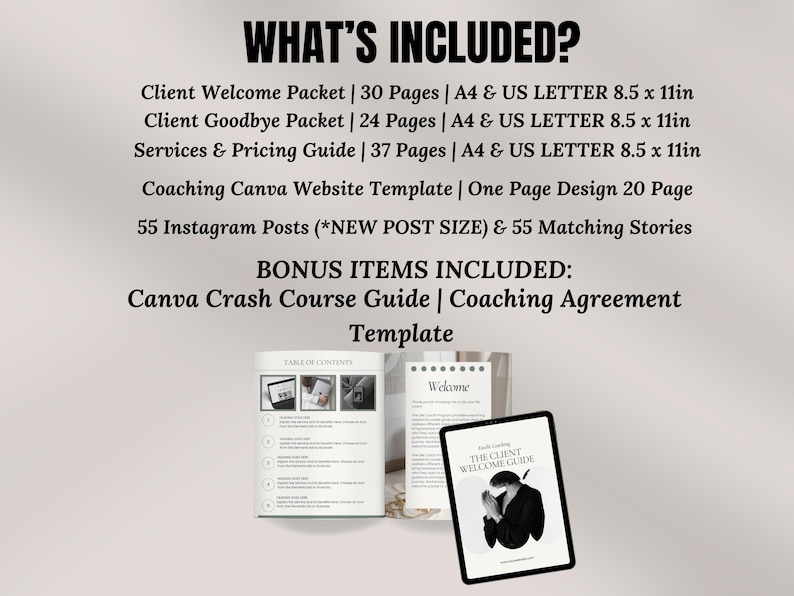 Coaching Business Essentials Bundle | Editable Canva Templates Designed ...