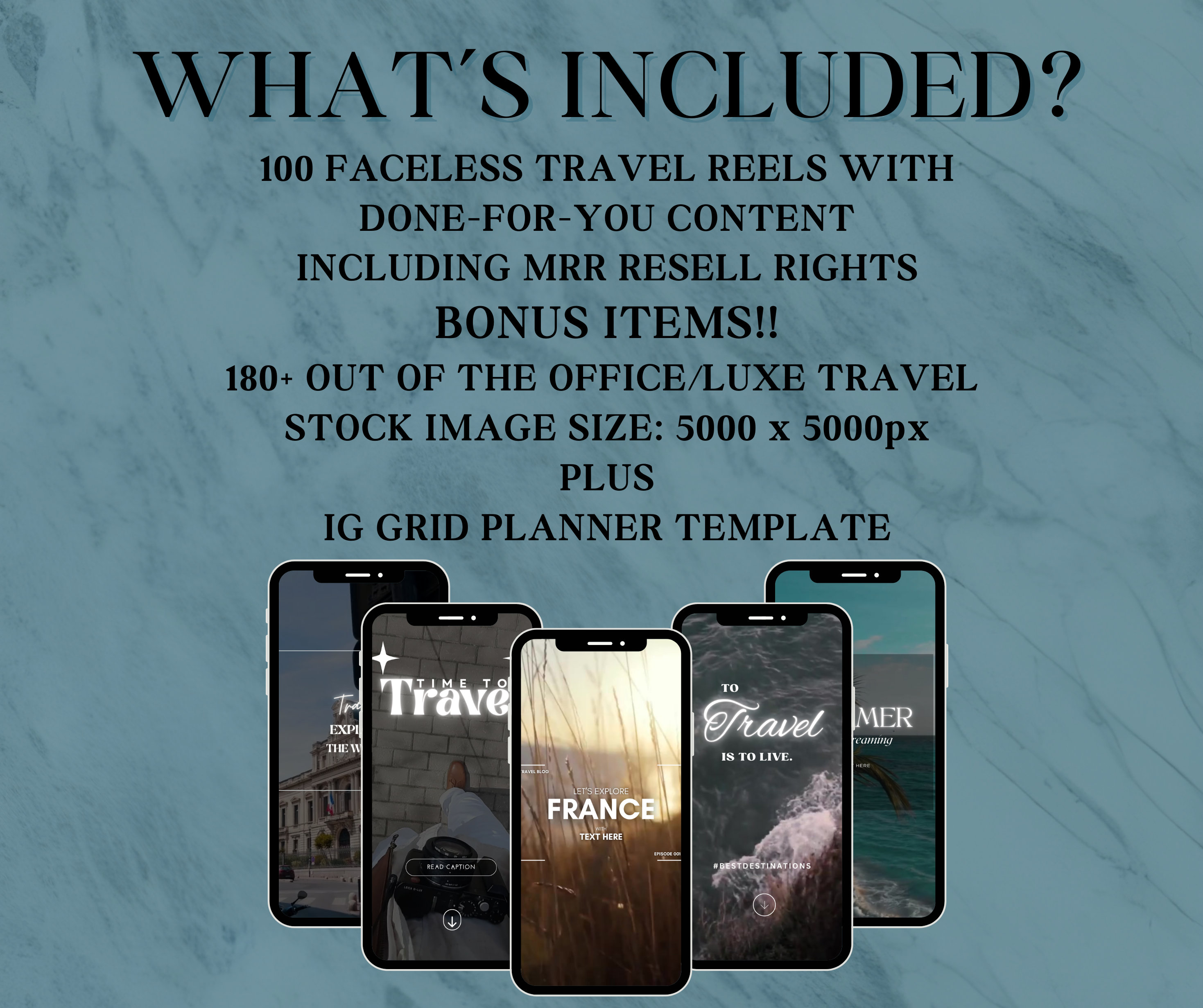 100 Luxury Travel Faceless Instagram Reels Marketing Branding Kit reels ...