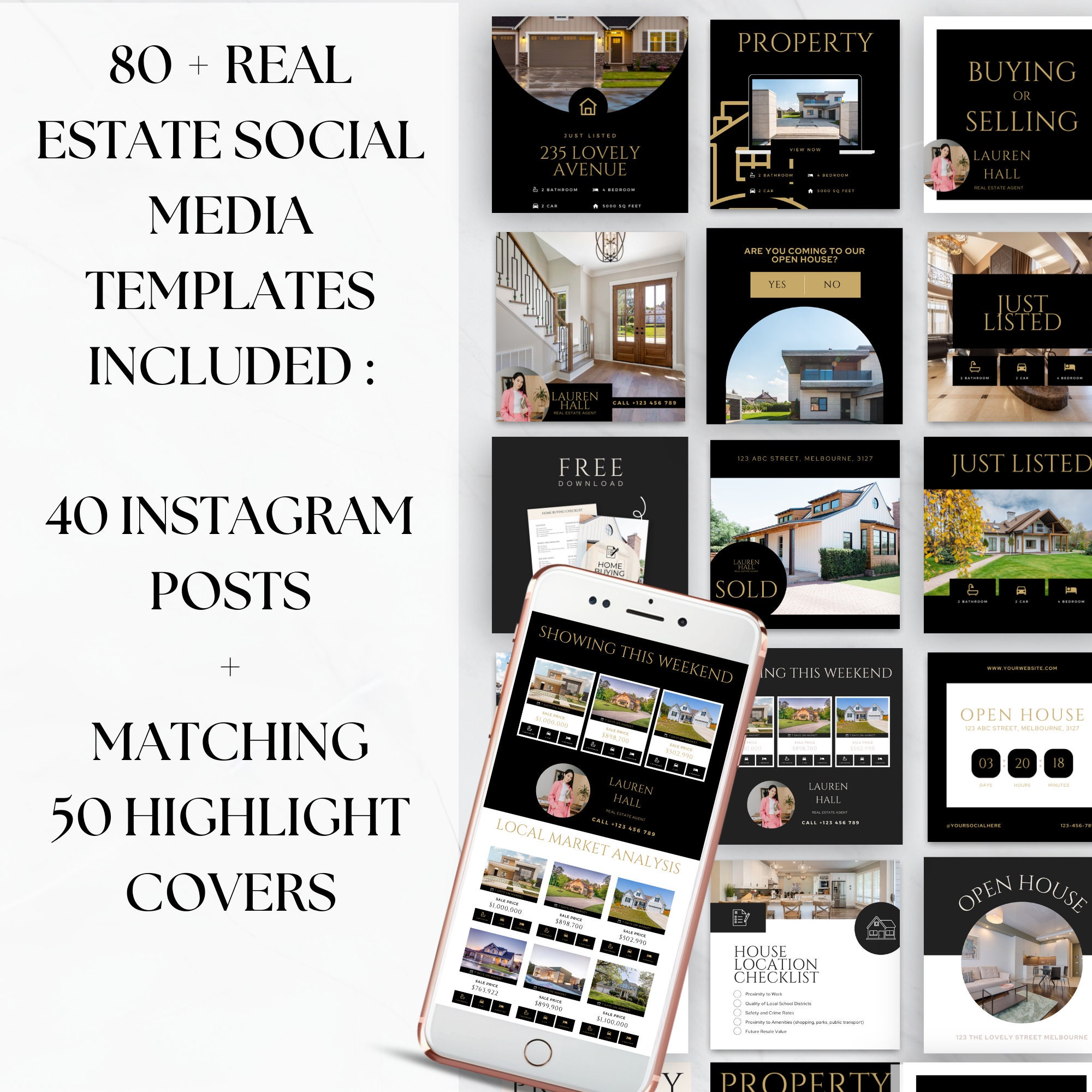 Luxury Real Estate Instagram Templates Realtor Instagram Posts Real ...