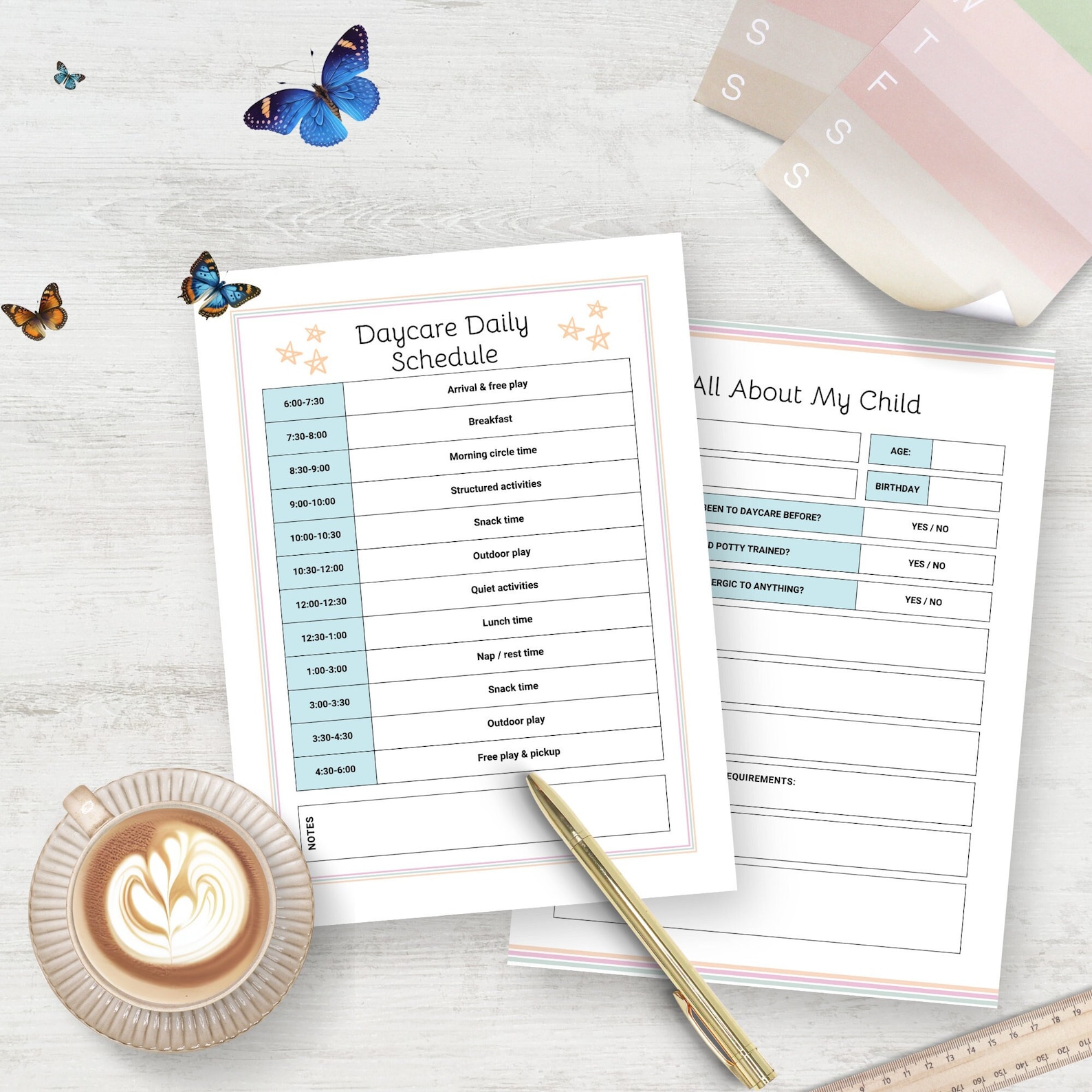 Daycare Daily Schedule Template Daycare Information Sheet Template ...