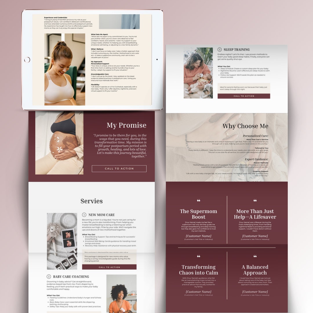Doula Canva Website Template | One Page Birth Worker Website | Feminine ...