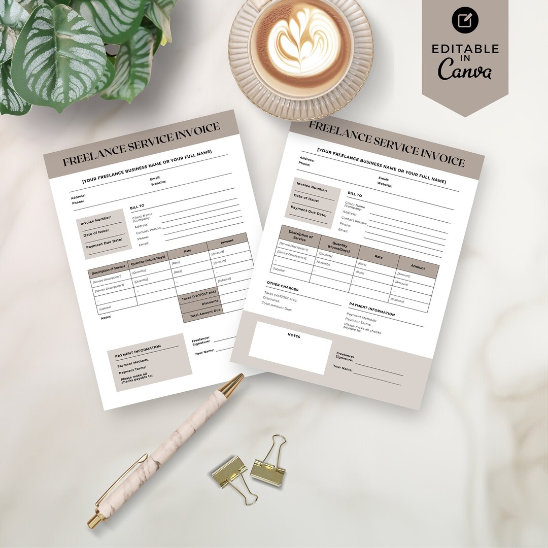 Freelance Work Invoice Template | Printable Invoice | Freelancer ...