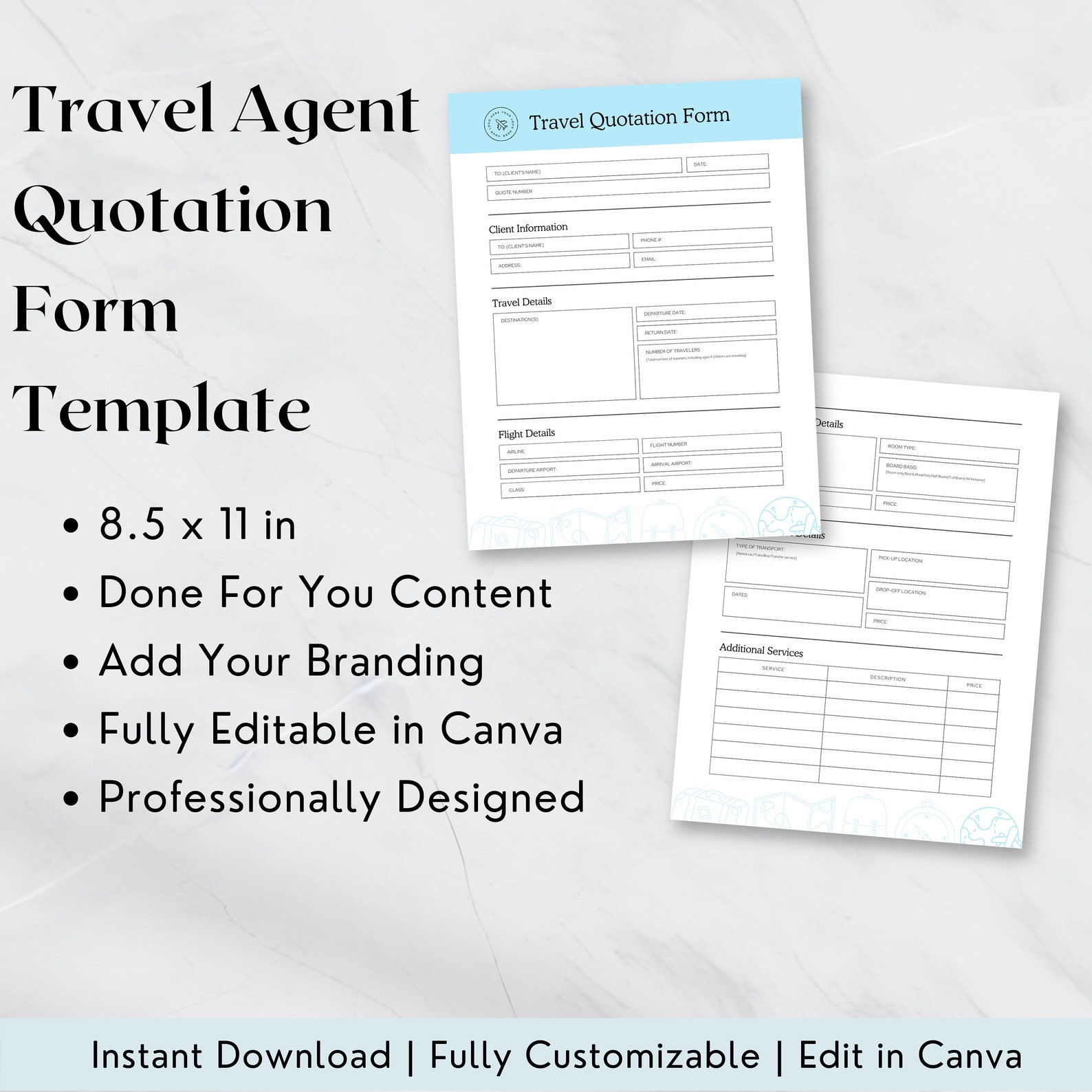 Travel Agent Quote Form | Canva Templates | Travelagent Template ...