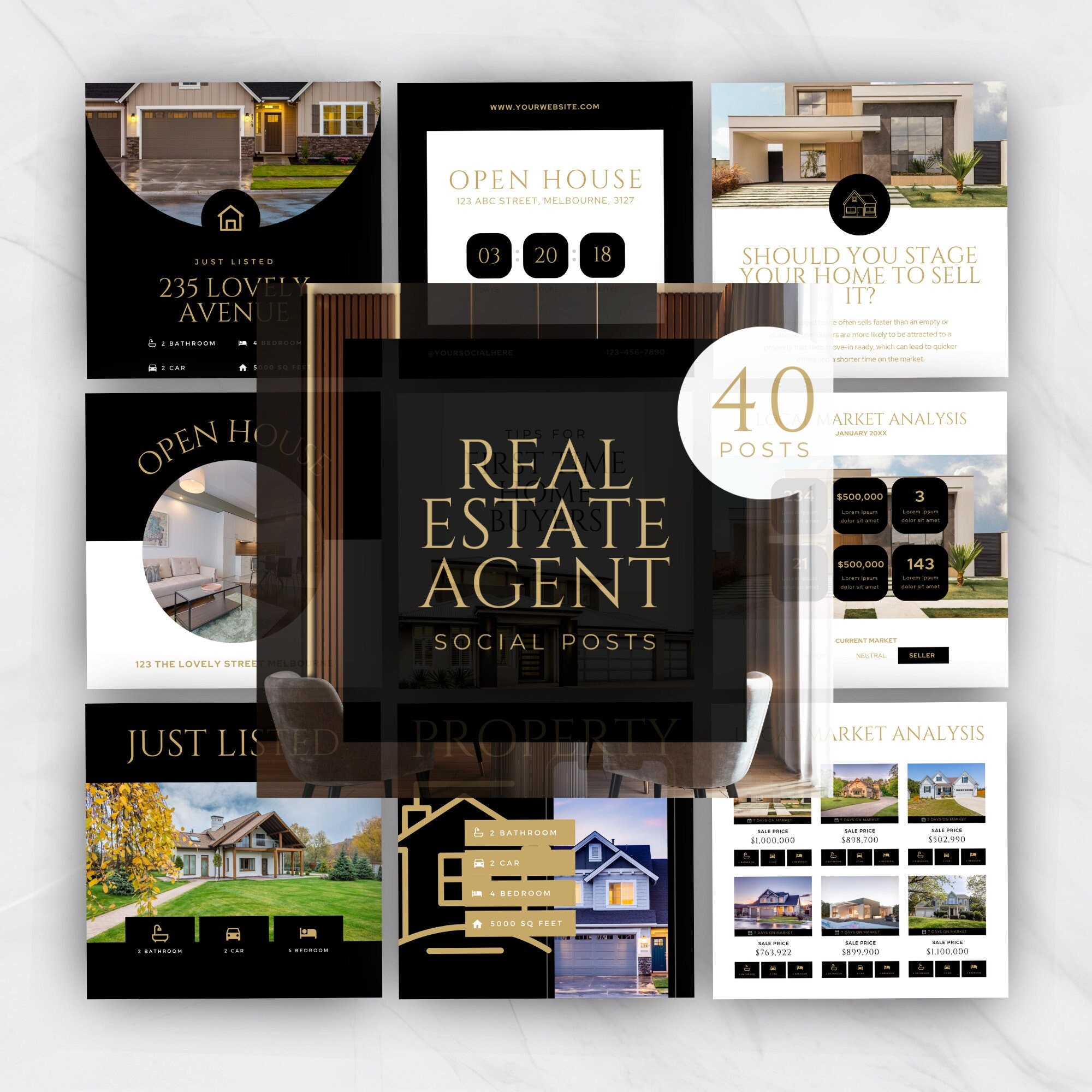 Luxury Real Estate Instagram Templates Realtor Instagram Posts Real ...
