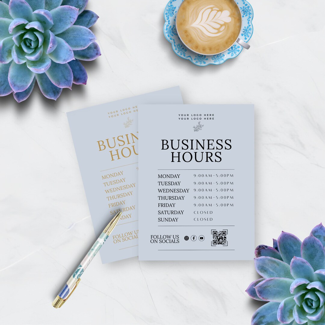 Store Hours Sign | Open Hours | Printable Store Hours Decal | Business ...