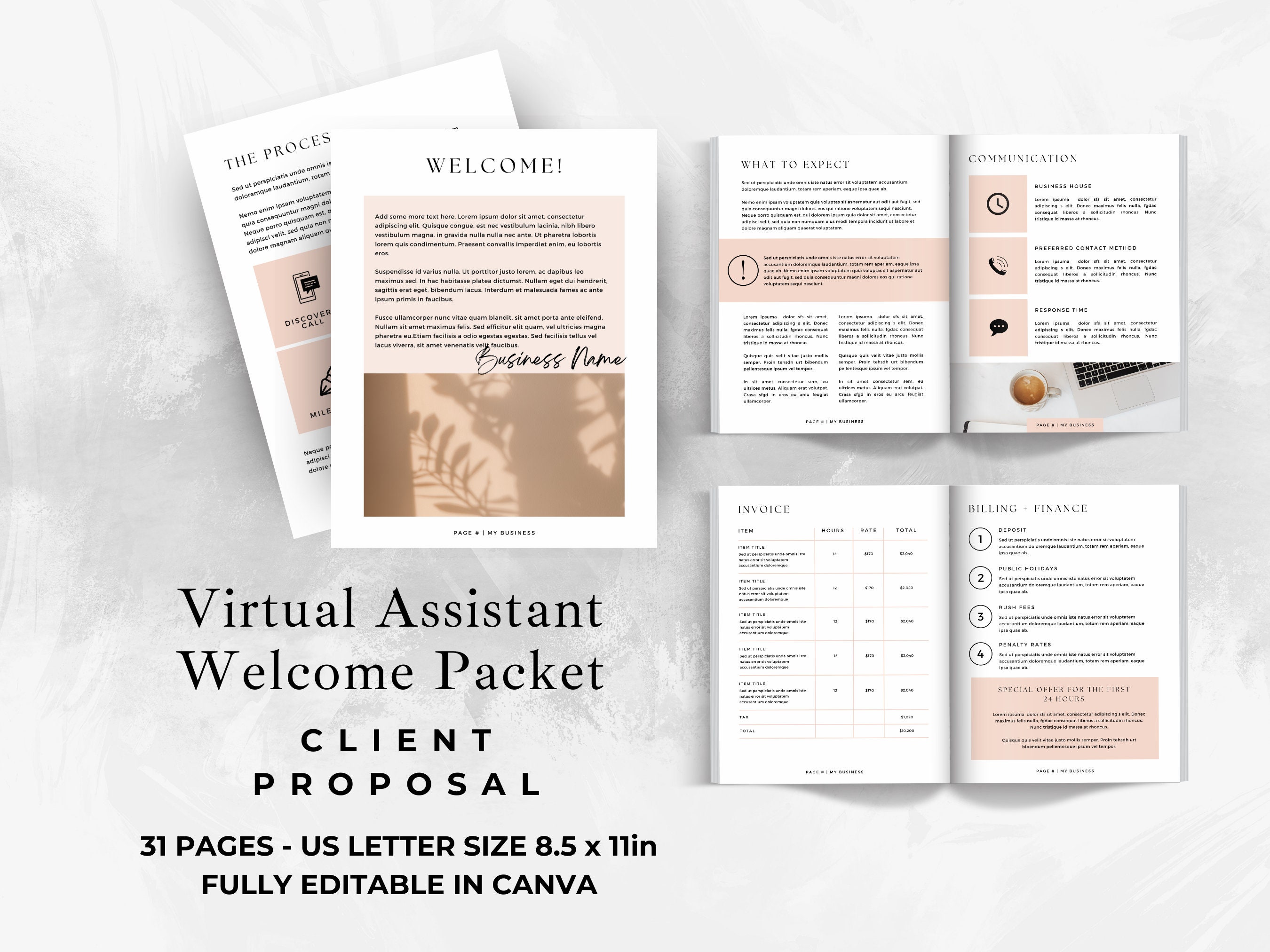 Virtual Assistant Client Welcome Packet Onboarding Template Canva Template Social Media Manager