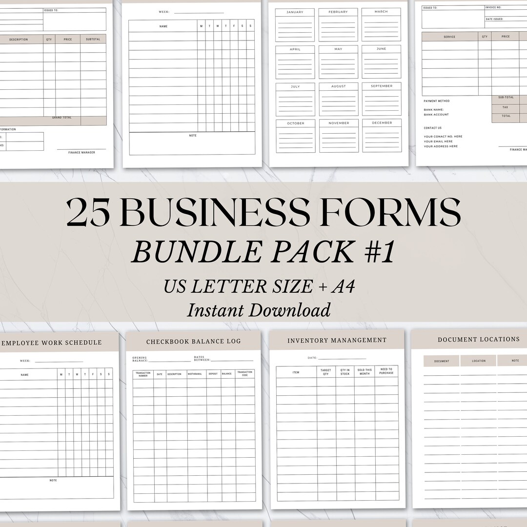 Order Forms Bundle Editable Printable Order Forms Invoice Forms Small ...