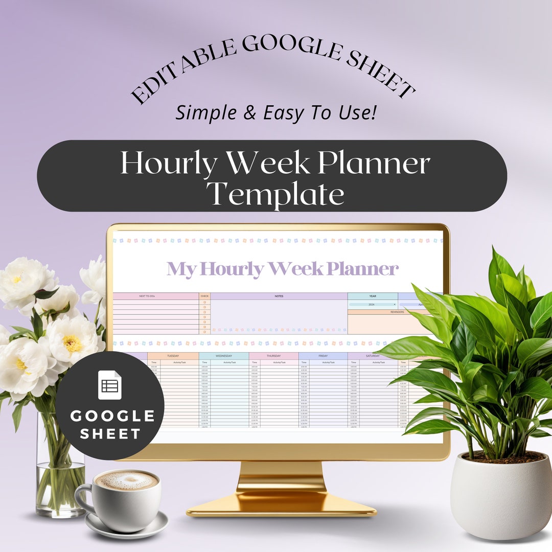 Hourly Planner Google Sheets | to Do List | Task Planner | Weekly ...