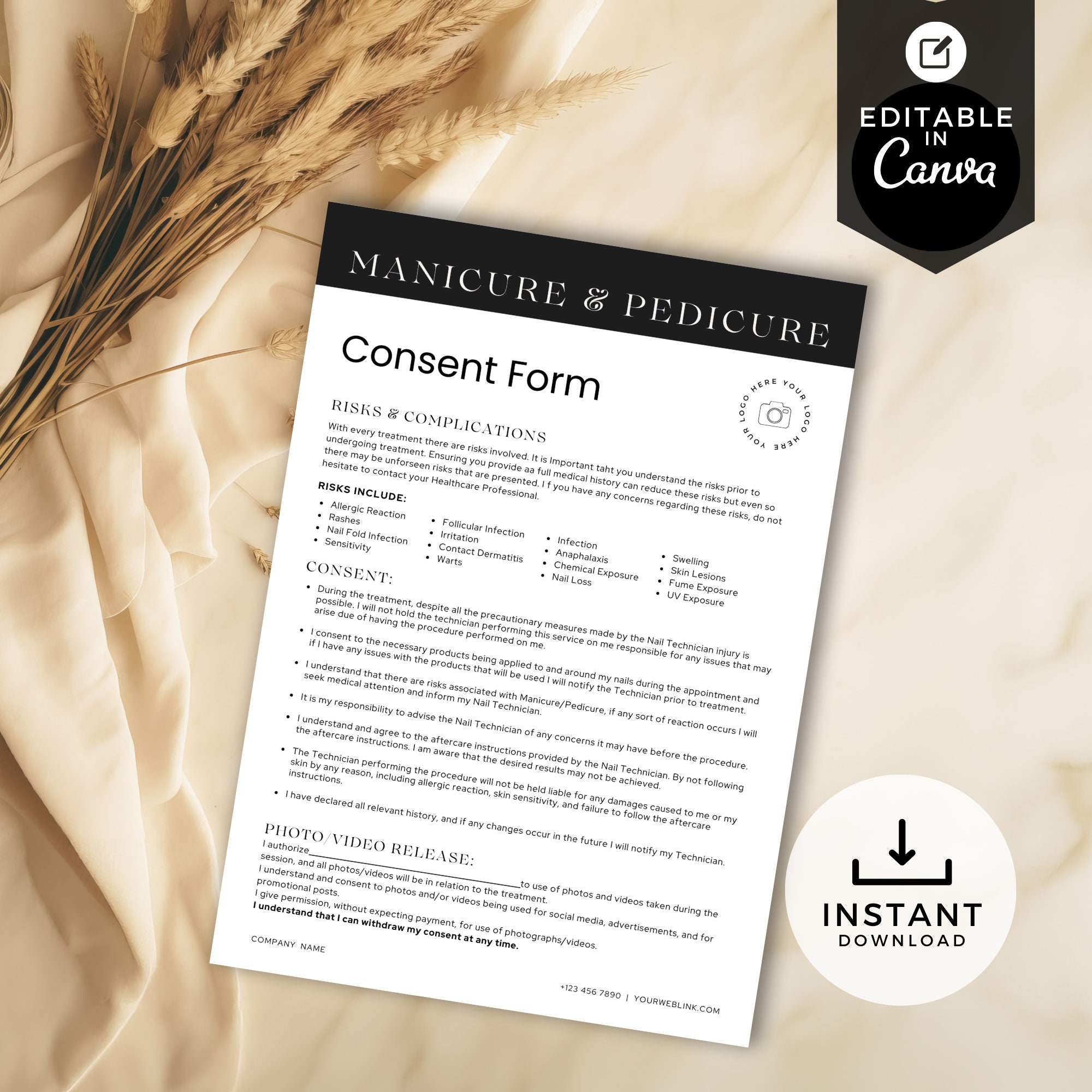 Client Intake Forms Consent Form Bundles Beauty Salon Nail Technician ...