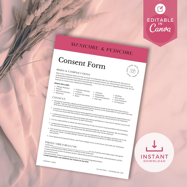 Nail Tech Form | Nail Consent Forms | Client Intake Forms | Nail ...